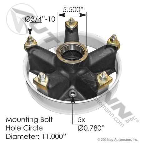 Automann 150.T5101.RS1 5-SPOKE 20" CAST SPOKE WHEEL ASSEMBLY w/4" WIDE ...